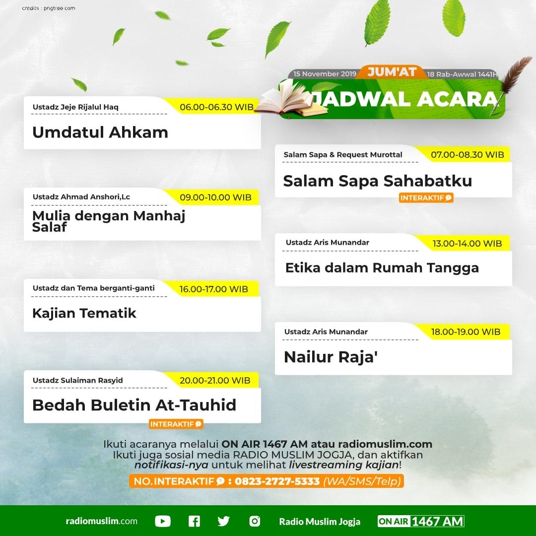 Jadwal Acara Radio Hari Jumat - Radio Muslim Jogja