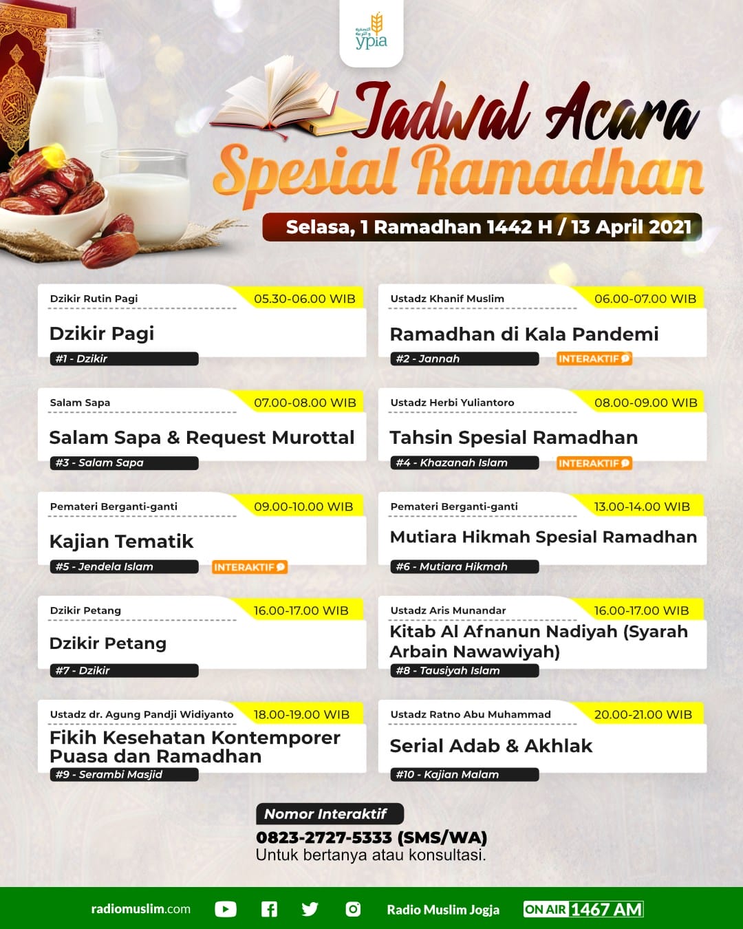 Jadwal Siaran 1 Ramadhan 1442 H - Radio Muslim Jogja