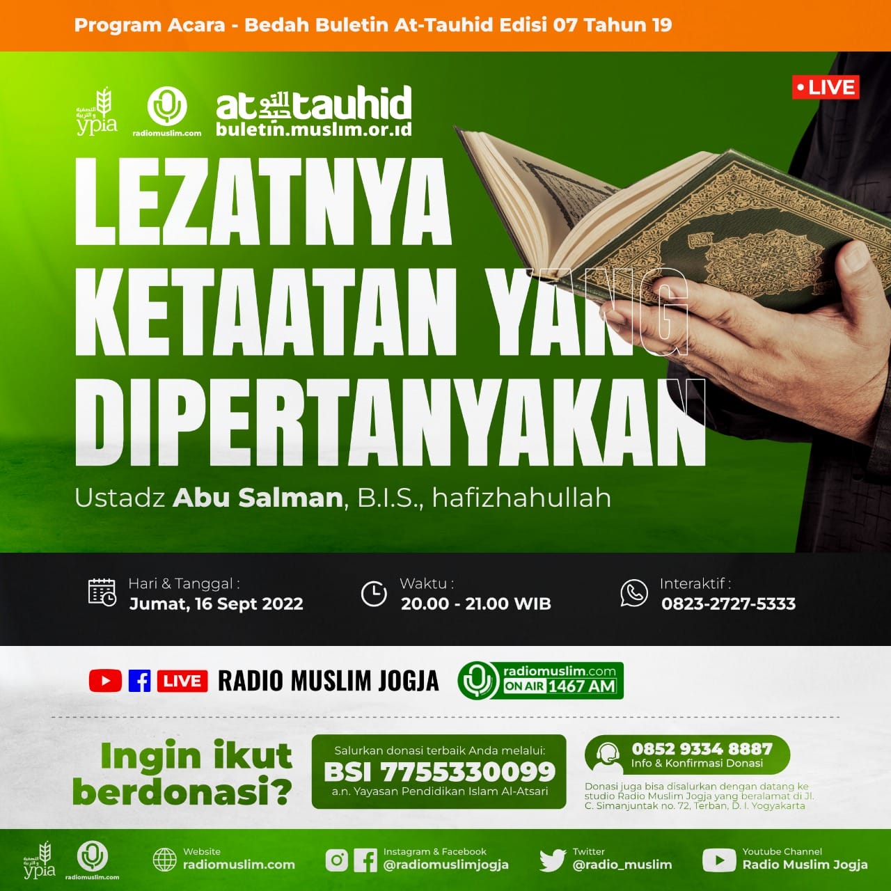 Kajian Bedah Buletin At Tauhid - Lezatnya Ketaatan yang Dipertanyakan ...