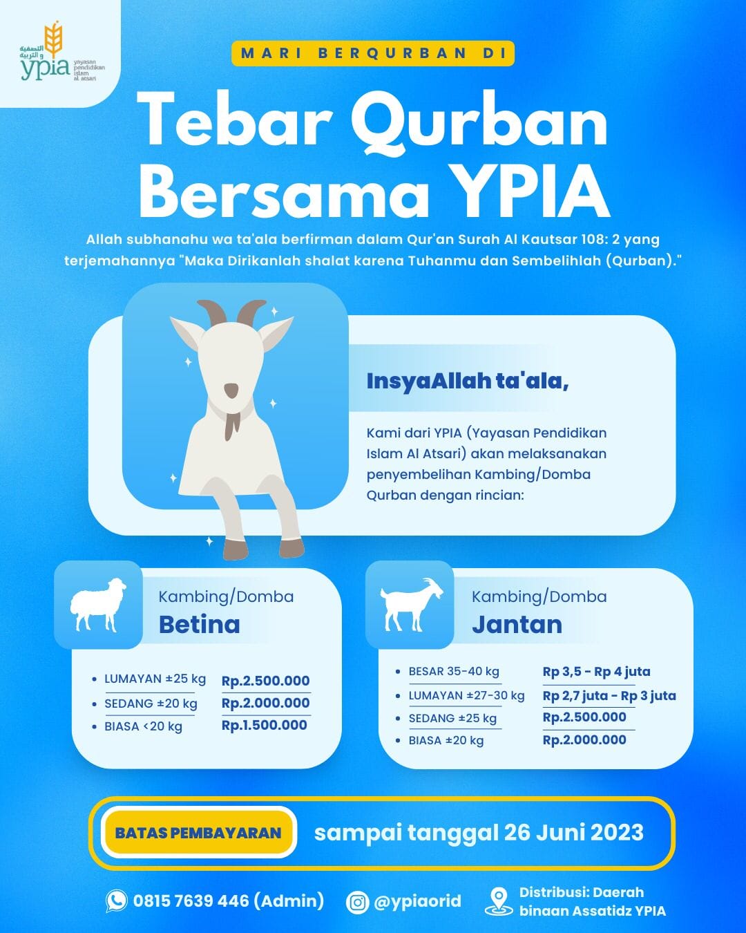 Tebar Qurban 1444 H Bersama YPIA - Radio Muslim Jogja